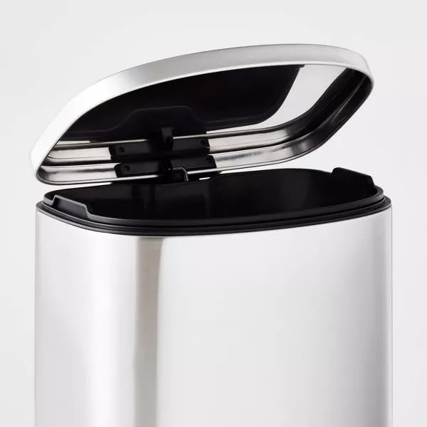 OTLEY 45L D Shape Step Trash Can,Heavy Duty Hands-FreeStainless Steel Commercial/Kitchen Step Trash can, Fingerprin.