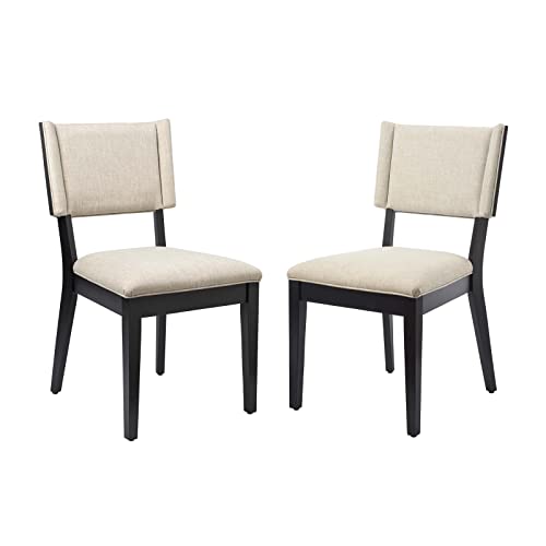 Modway Esquire Upholstered Fabric Dining Side Chairs in Beige-Set of 2