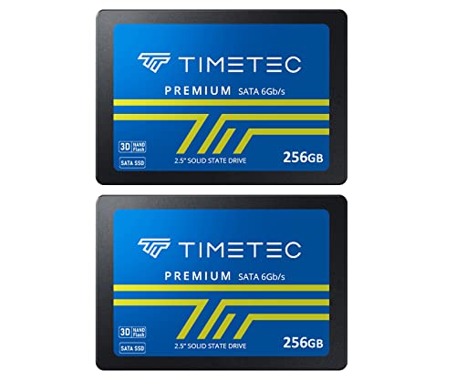 Timetec 256GBx2 (2 Pack) SSD 3D NAND TLC SATA III 6Gb/s 2.5 Inch 7mm (0.28") 200TBW Read Speed Up to 550 MB/s SLC Cache Performance Boost Internal Solid State Drive for PC Computer Desktop and Laptop