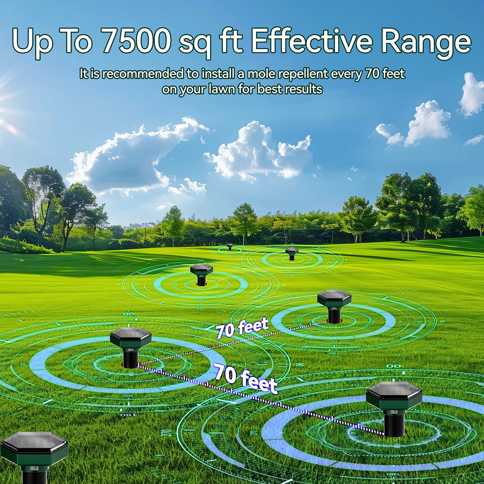 Mole Repellent Solar Powered 4 Pack buzzkick Solar Mole Repellent Ultrasonic Rodent Repeller,Vole Repellent Outdoor,Ultrasonic Pest Repeller for Yard