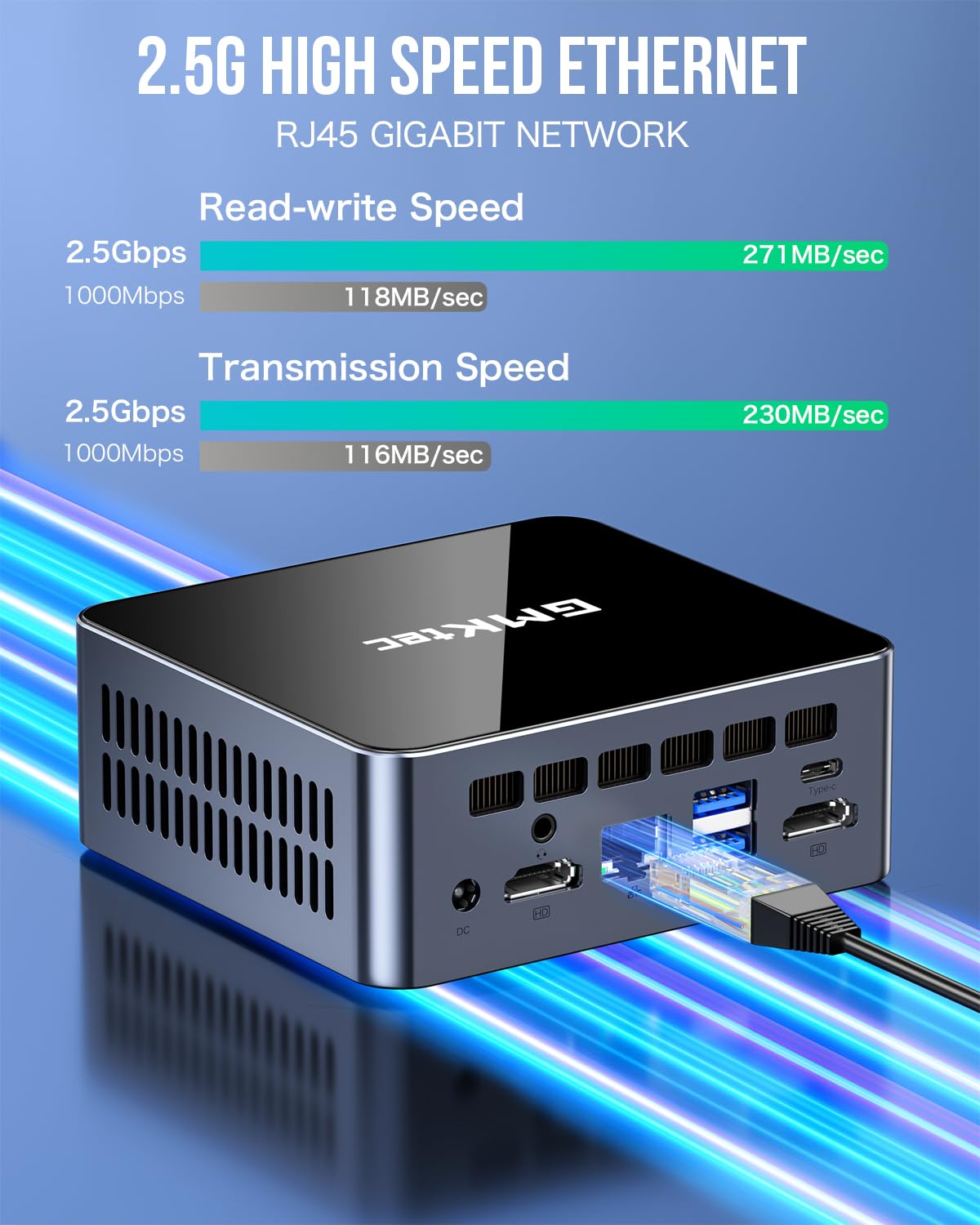 GMKtec Mini PC Windows 11 Pro Intel Core i7-11390H (Turbo 5.0 GHz) 16GB(8GB*2) DDR4 1TB SSD Desktop Mini Computers WiFi 6, BT 5.2, DP, HDMI, RJ45 2.5G, USB3.2