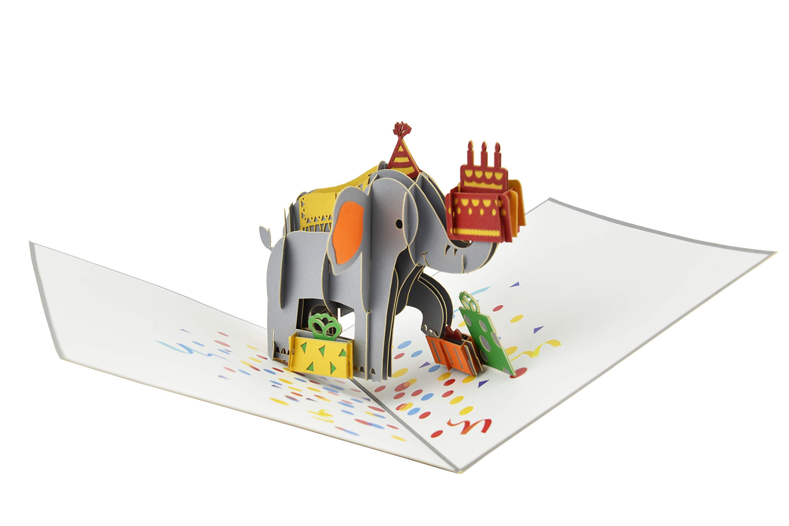 Teabug Cards Elephant Pop Up Card, Kid Birthday Card, Party Celebration Greeting Card