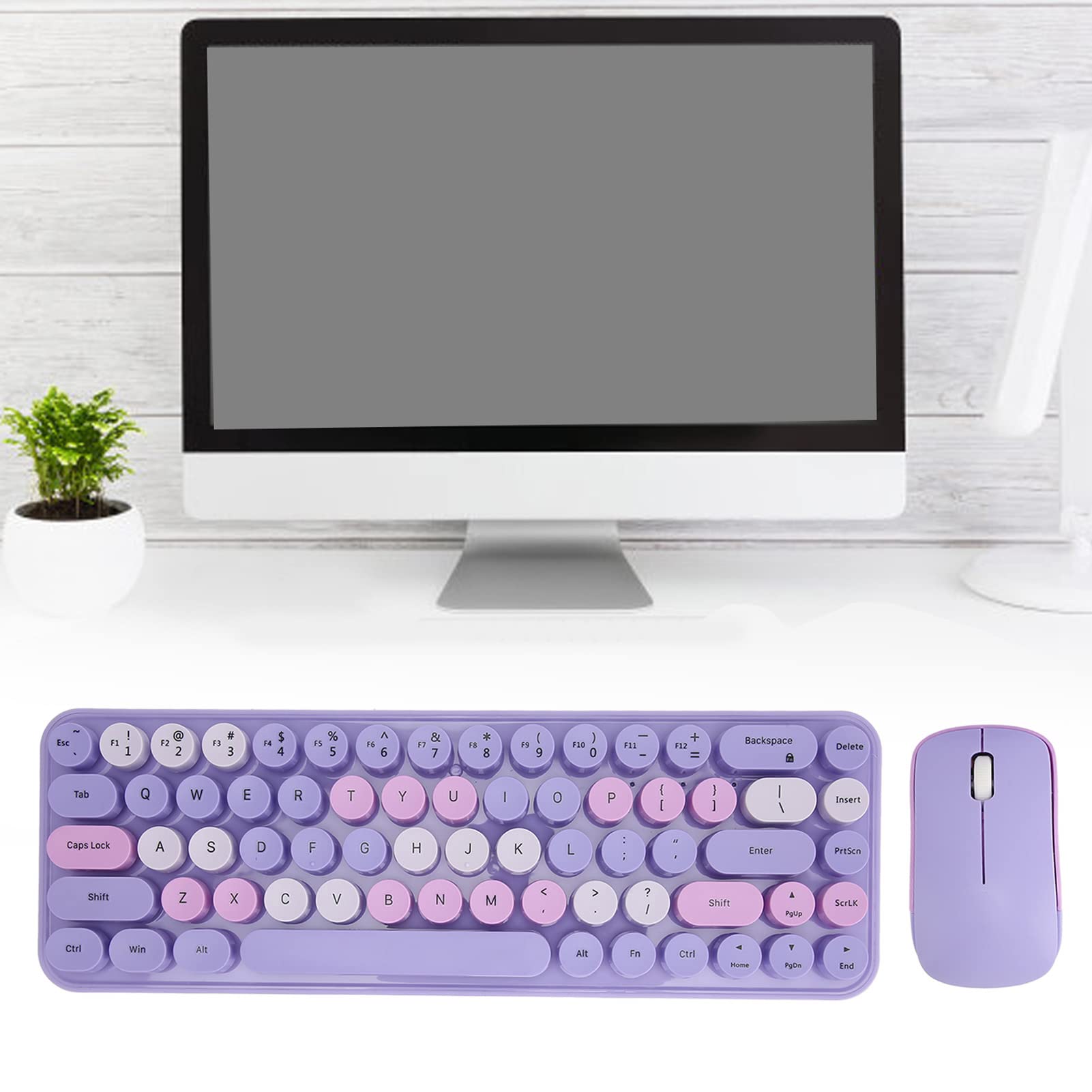 Gaming Keyboard Mouse 2.4G Wireless USB Low Power Retro Keyboard Made of Sweet ABS Material for Home Use (Mixed Color)