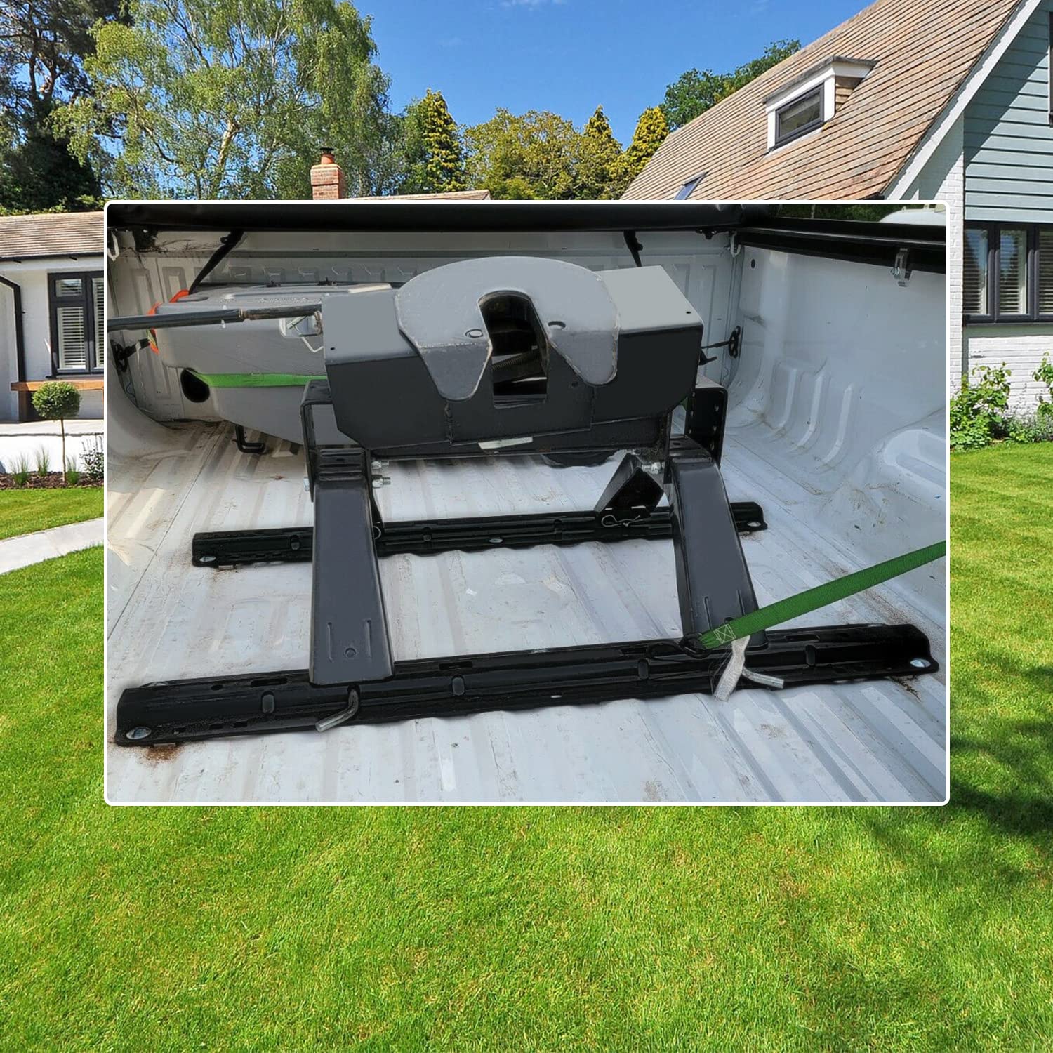 ECOTRIC Fifth 5th Wheel Trailer Hitch Mount Rails and Brackets W/Installation Kits for Full-Size Trucks