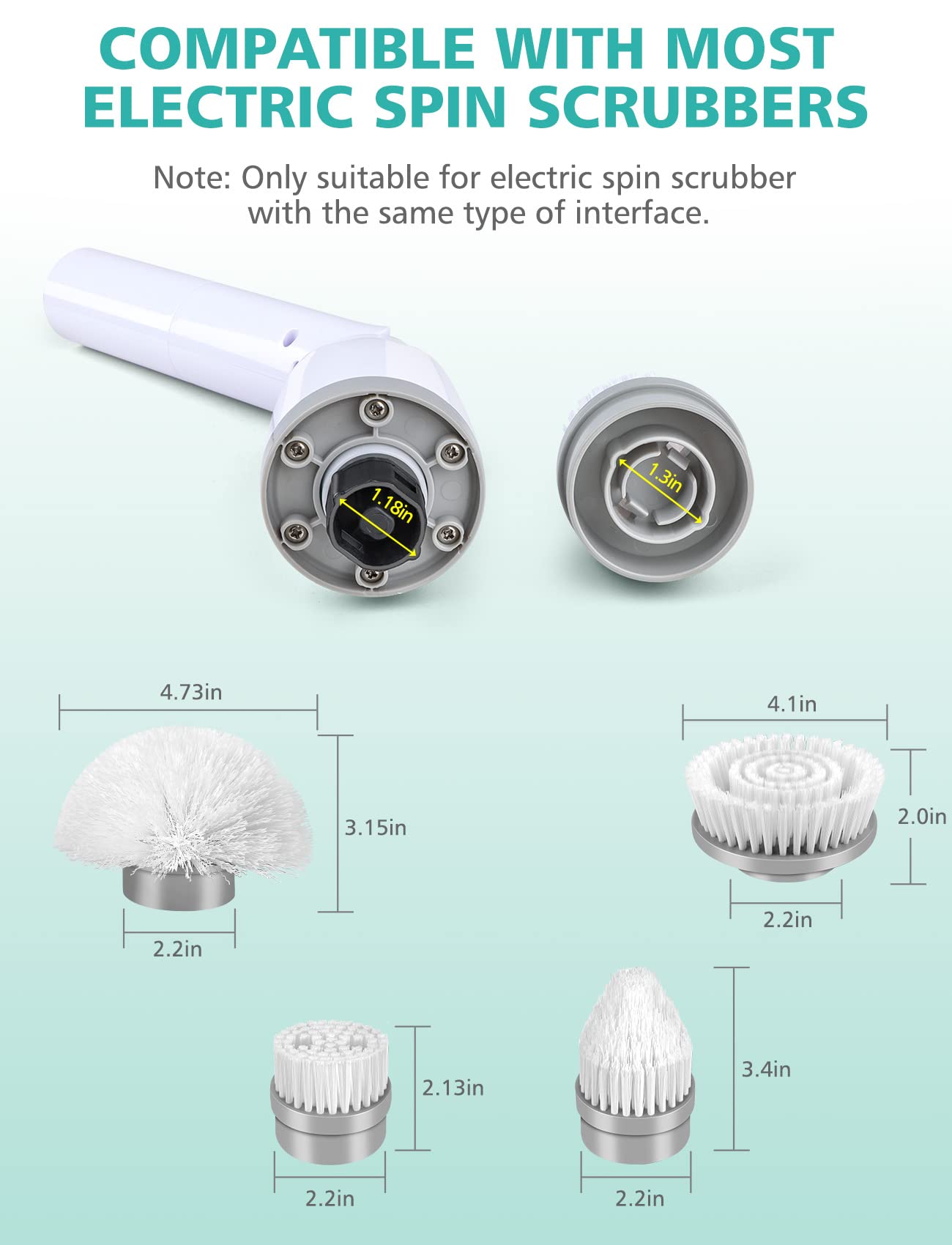 IAGREEA Spin Brush Heads Replacement, Electric Spin Scrubber Replacement Brush Heads Attachments Set, Cordless Power Scrubber Replacement Brush Heads for Cleaning Bathroom Kitchen