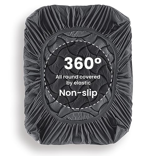 SLEEP ZONE Cooling Mattress Topper California King, Premium Zoned Cool Mattress Pad Cover, Padded Mattress Protector Breathable Washable, Deep Pocket 8-21" (Grey, Cal King)