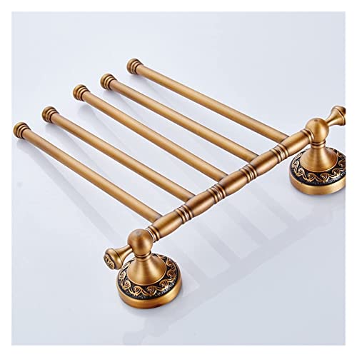 Towel BAR Rack Copper Folding Rotating Towel Bar, Wall Mount Antique Brass 3/4/5 Layer Activities Towel Bar,Hand Towel Holder Bathroom Accessory/4 Bathroom Hardware/4 (Color : 5)