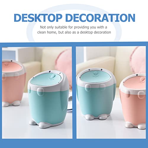 LIFKOME Portable Desk Desktop Trash Can Rabbit Shape Mini Trash Can with Lid Small Countertop Trash Cans Lidded Waste Bin Pen Holder for Car Bedroom Kitchen Office Desktop Green Portable Litter Box