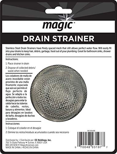 Magic Stainless Steel Sink Strainer - 3 Different Sizes Included - Drain Filter Strainer Basket - Fits Bath Shower Kitchen & Utility Drains
