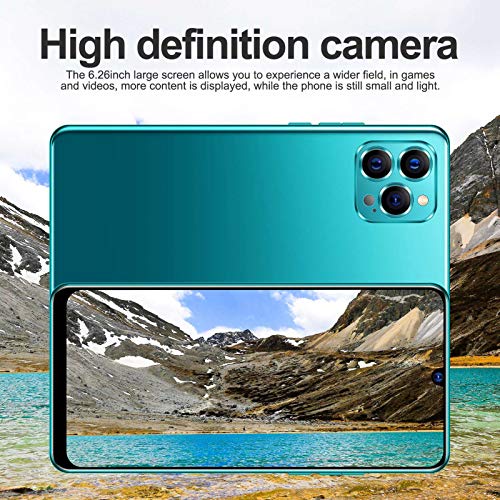 Unlocked Android Smartphone, 6.26in HD Screen Cell Phone, 2MP+2MP Camera 1GB RAM + 8GB ROM Smartphone, Dual Card Dual Standby, Face Recognition, with WiFi+BT+FM+GPS(Green)