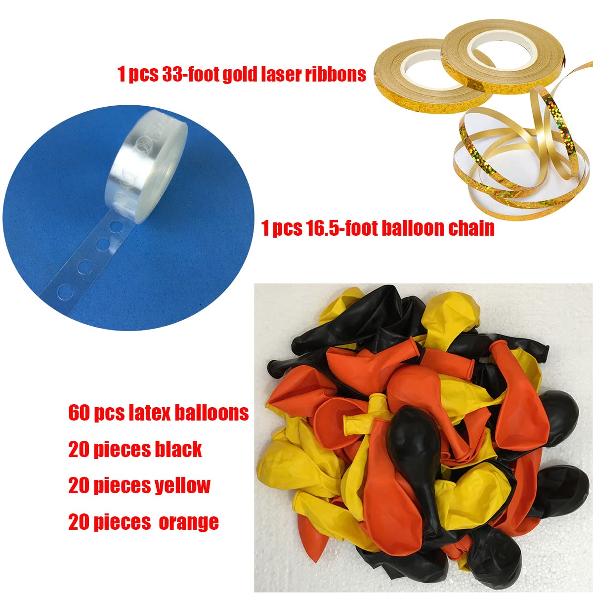 Latex Balloons 60 Pack 12 inches Black,yellow,orange Balloons,Birthday, Wedding, Baby Shower, Party Decoration