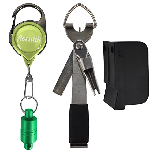 EUPHENG Fly Fishing Accessories Combo Including Fly Fishing Zinger Retractor Durable Magnetic Net Release Magnetic Tippet Threader and Multifunctional Fly Fishing Knot Tying Tools(Green)