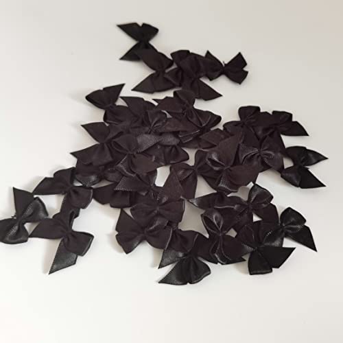 Micomon 50pcs 1-Inch Mini Ribbon Bows for Crafts Small Black Bows Christmas Decoration Embalishement Scrapbooking(Black)