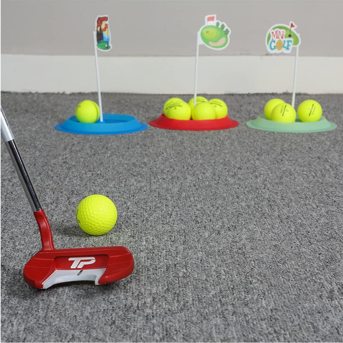 GLANC 3PCS Golf Putting Cups Hole with Flag, Putting Training Aids Practice Indoor and Outdoor Practice Putting Green Cup