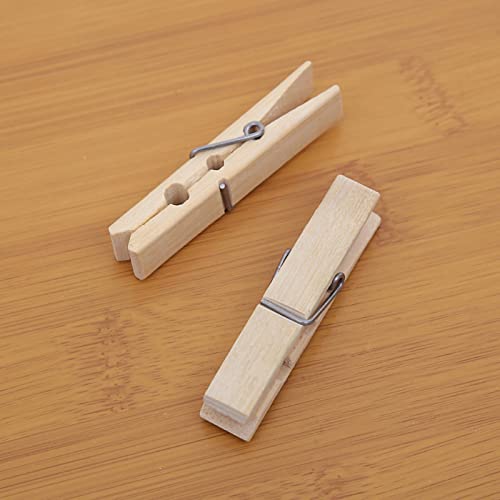 OLEQE 20 Wooden clothespins, Natural Birch Rust-Proof and Moisture-Proof clothespins, Bamboo clothespins and Windproof clothespins for Outdoor Balconies