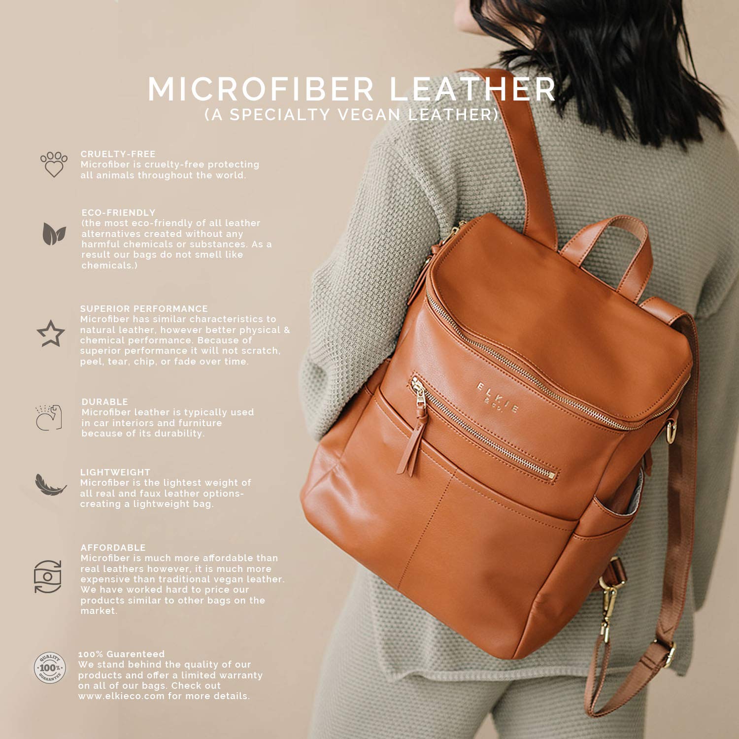 Elkie + Co. Vegan Leather Travel Work Everyday Diaper Nappy Backpack Crossbody for Mom I Modern, Minimalist, Multifunction, Large Capacity, Convertible Travel Bag…