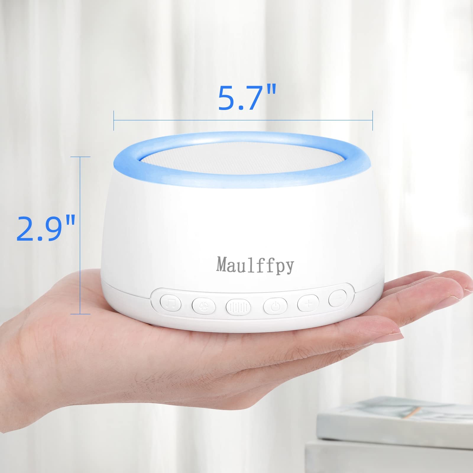Maulffpy Portable White Noise Machine for Sleeping, Bluetooth Rechargeable Sound Machine with Night Light 32 Relaxation Noise for Baby Kids Adults