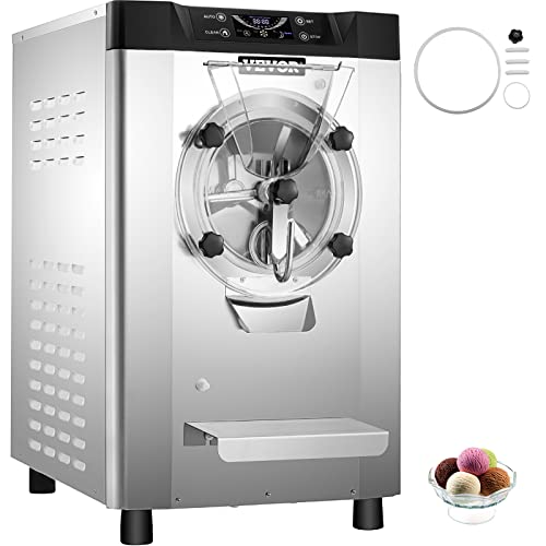 VEVOR Commercial Hard Ice Cream Machine Hard Serve Ice Cream Maker w/ 4.8-6.3 Gal/H Production Hard Ice Cream Machine w/ 1.6 Gal Cylinder Countertop Hard Yogurt Maker w/ 2000W Compressor & LCD Screen
