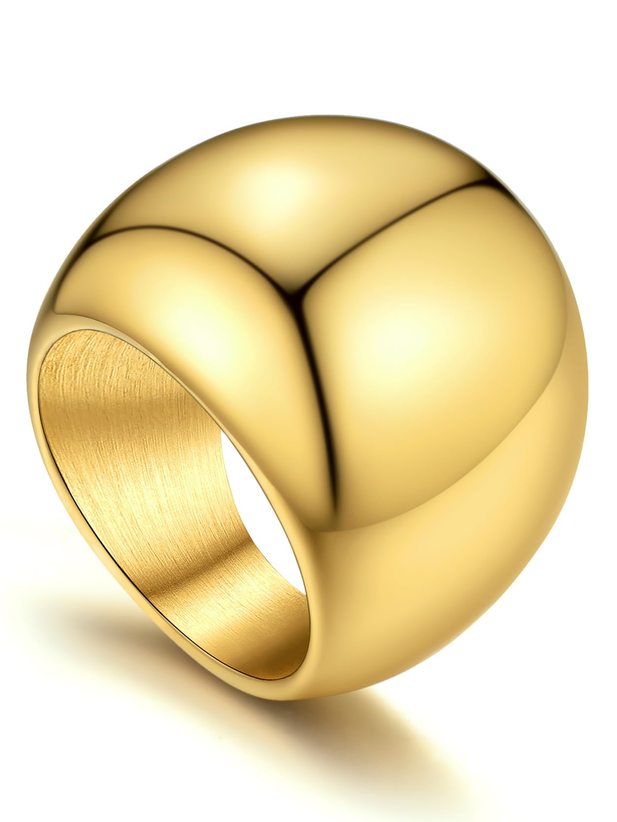 GOLDCHIC JEWELRY Gold Statement Ring for Women, 23mm Oversized Chunky Dome Rings Thick Cocktail Rings Size 7