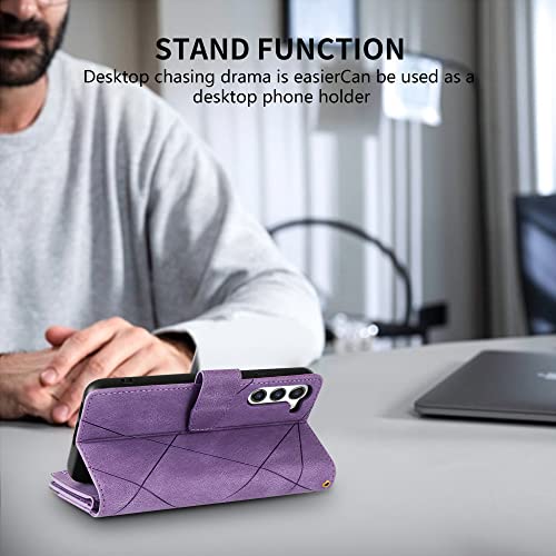 Neiye Compatible with Samsung Galaxy S23 Wallet Case with RFID Blocking Premium Zipper Card Slots Protective Flip PU Splicing Leather Stand Phone Cover for Galaxy S23 Case Wallet(6.1 inch-Purple)