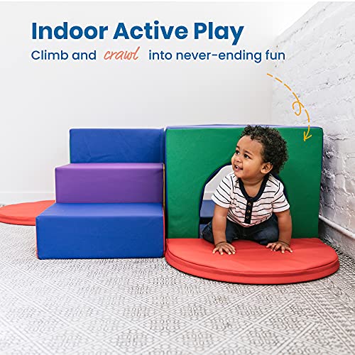 ECR4Kids SoftZone Corner Tunnel Maze, Toddler Playset, Assorted, 7-Piece