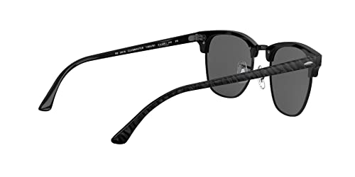 Ray-Ban RB3016 Clubmaster Square Sunglasses, Wrinkled Black On Black/Dark Grey, 49 mm