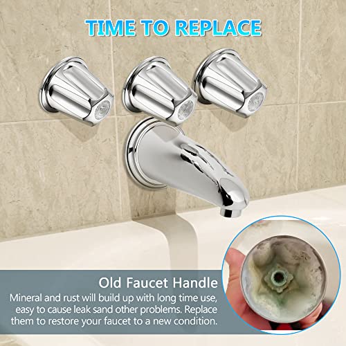 Enhon Faucet Repair Kit Compatible with Price Verve 3 Handle Tub Shower Faucet, 3-Handle Shower Hot/Cold/Diverter Knob Replacement for Remodeling Trim (Chrome)
