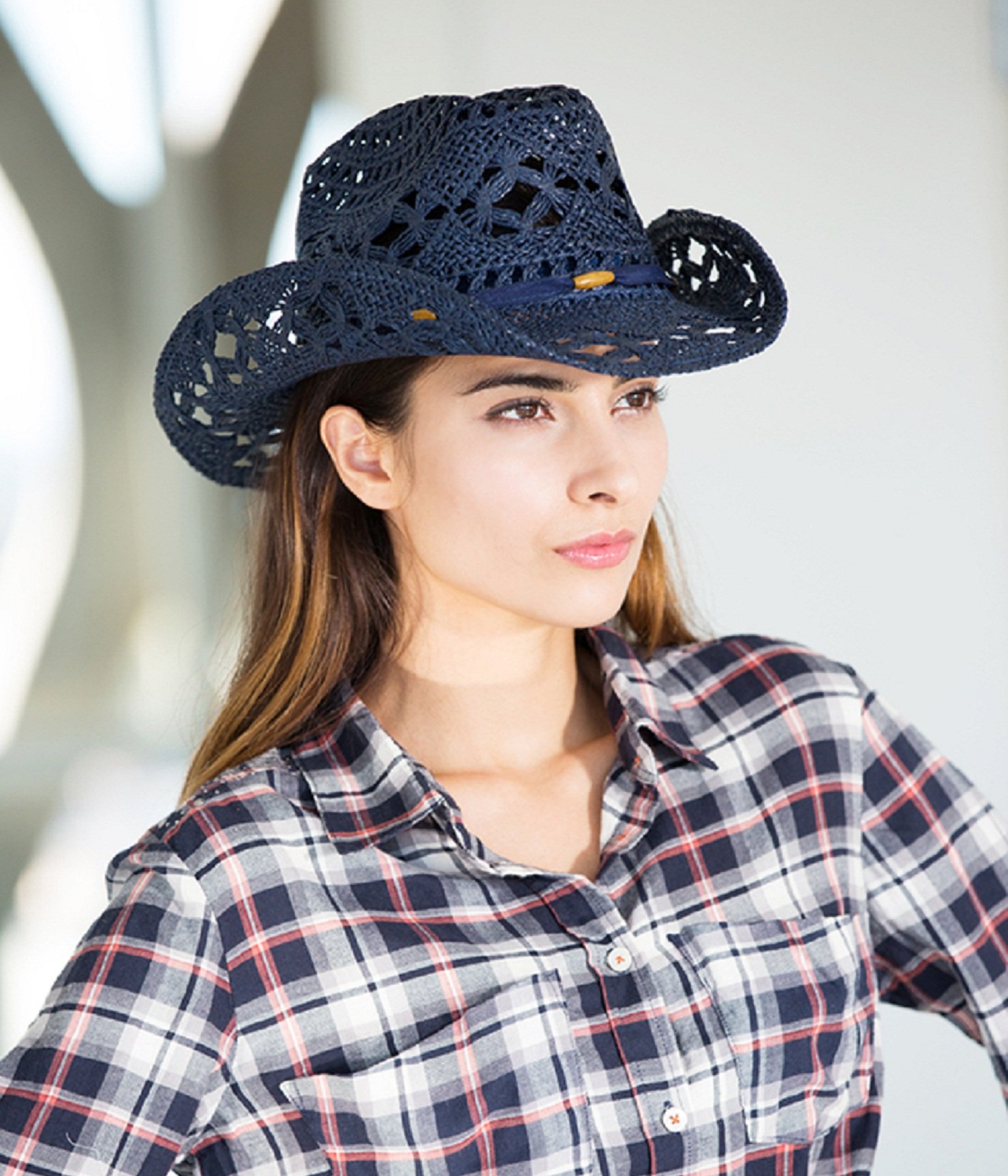 White Stylish Toyo Straw Beach Cowboy Hat W/Shapeable Brim, Boho Modern Cowgirl