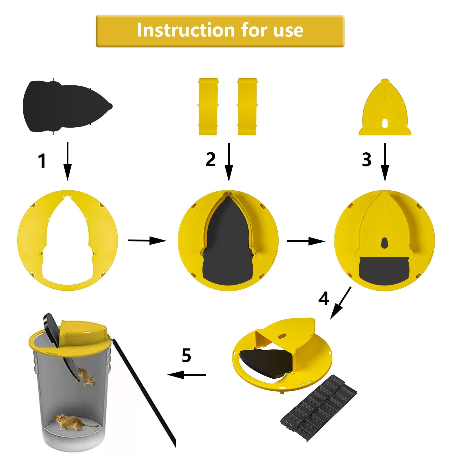 Mouse Trap Bucket Flip Lid,Mouse Rat Trap Bucket Lid,Auto Reset Multi Catch Humane Rat Trap for Indoor Outdoor | 5 Gallon Bucket Compatible | Mice Mouse Trap Bucket Lid (3Pack) a3