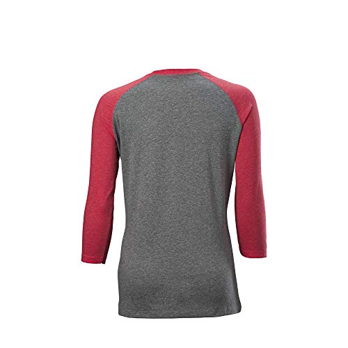 EvoShield Women's Standard Poly/Cotton Mid Sleeve Shirt, Charcoal/Scarlet Heather, Large
