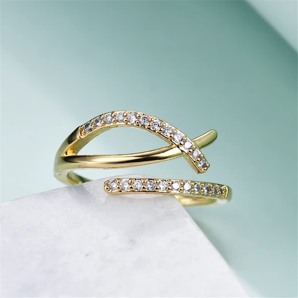 Flower Valley 18K Gold Plated Cubic Zirconia Open Twist Eternity Band for Women
