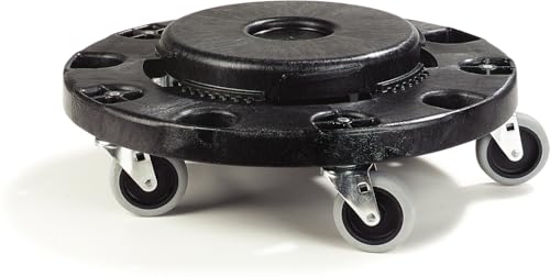 SPARTA Bronco Trash Can Dolly, For 20, 32, 44, And 55 Gallon Containers with TwistToLock for Restaurants & Kitchen, 17.88 X 17.88 Inches, Black (Pack of 2)