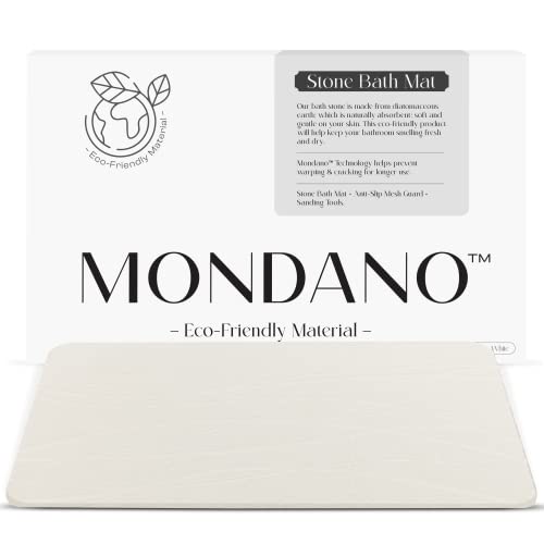 Stone Bath Mat, Diatomaceous Earth Bath Mat Stone - Non-Slip Stone Bath Mats for Bathroom, Fast-Drying Stone Bath Mat, Diatomaceous Earth Bath Stone Mat, Stone Shower Mat (Pebble White)