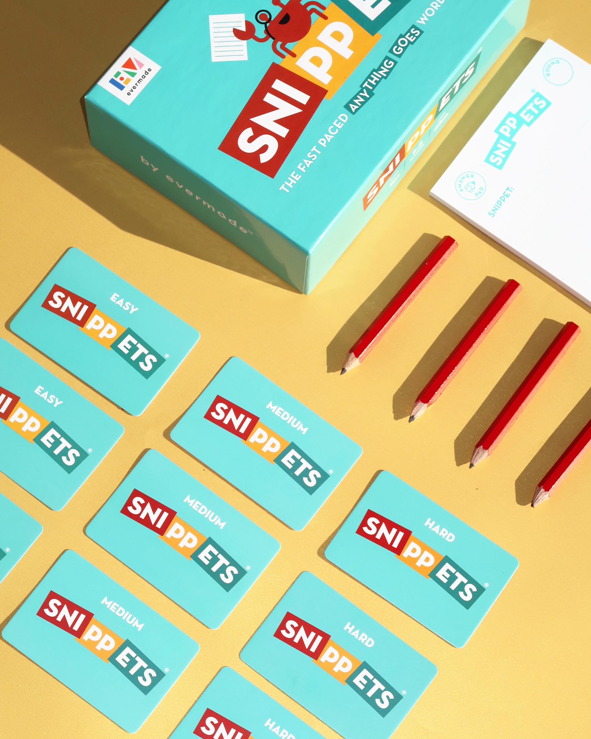 Evermade Snippets - The Fast Paced, Anything Goes Word Game | Award-Winning Family Board Game | Mensa-Recommended with a Unique Anything Goes Rule | Ages 10 and Up