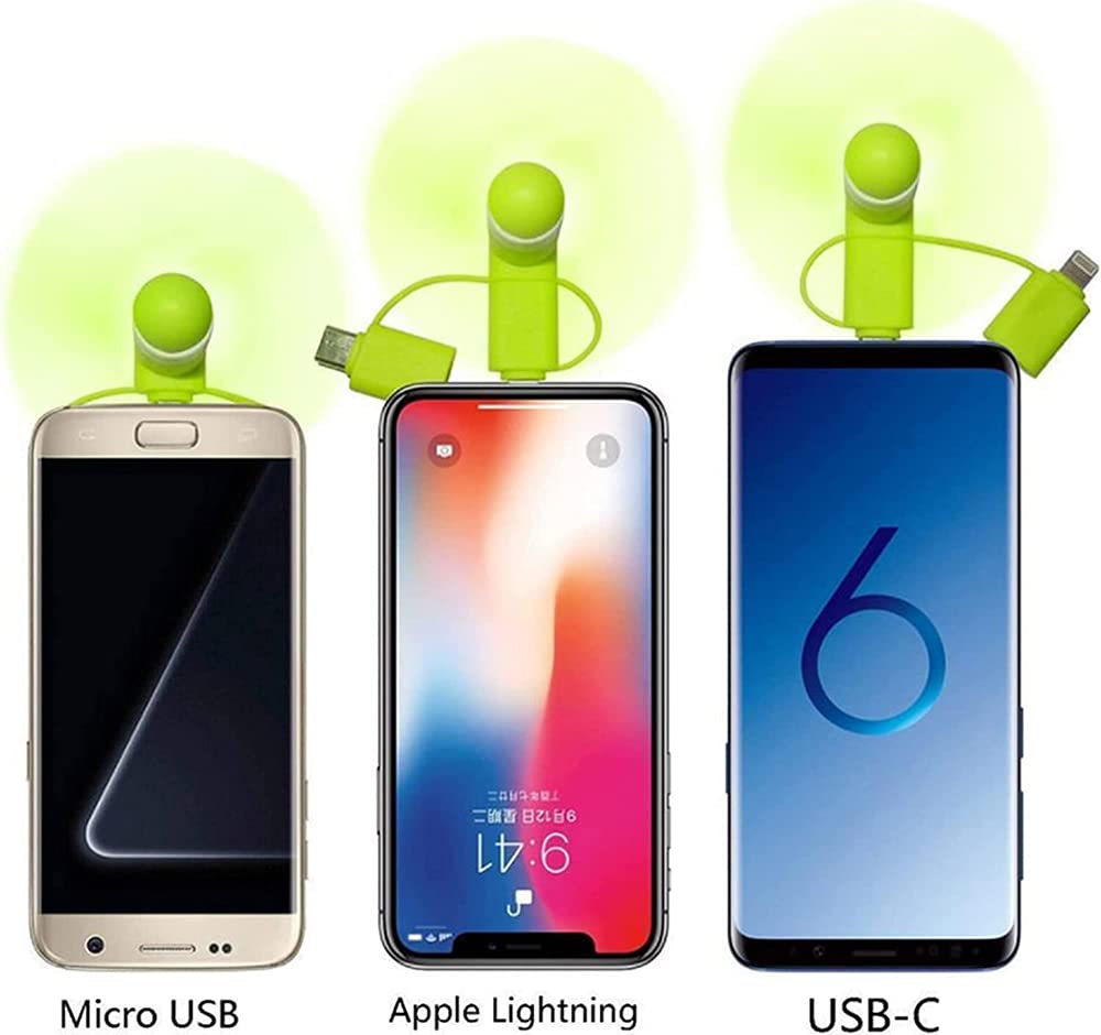 Mini Cell Phone Fan - Colorful and Powerful 2-in-1 Fan for iPhone/iPad/Android Smartphone/Tablet - Cell Phone Summer Accessories - (6-Pack) 3.55''D x 3.55''W x 1.55''H