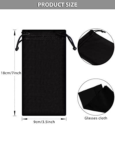 Flutesan 40 Pack Microfiber Case Pouch Bag Glasses Sunglasses Case with 2 Pieces Cleaning Cloth (Black)