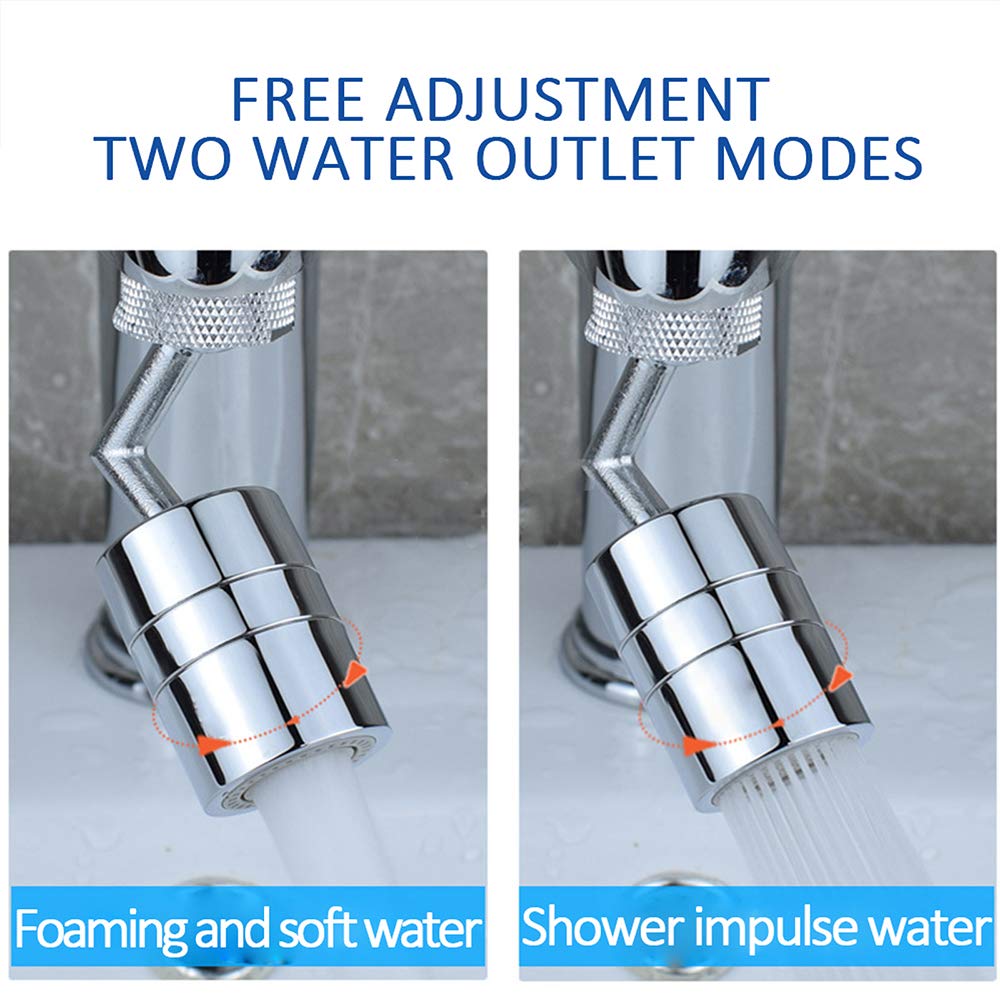 Faucet Aerator, 720° Rotatable Faucet Sprayer Head, Eye Wash Station Faucet Aerator, Universal Splash Filter Faucet, Leakproof Design with Double O-Ring, Durable Copper & ABS