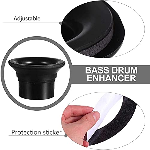 Geroosaty Drum Enhancer ABS Rubber Drum Kick Enhancer with Black Port Hole Protector,Mic Hole Drum Head,Black