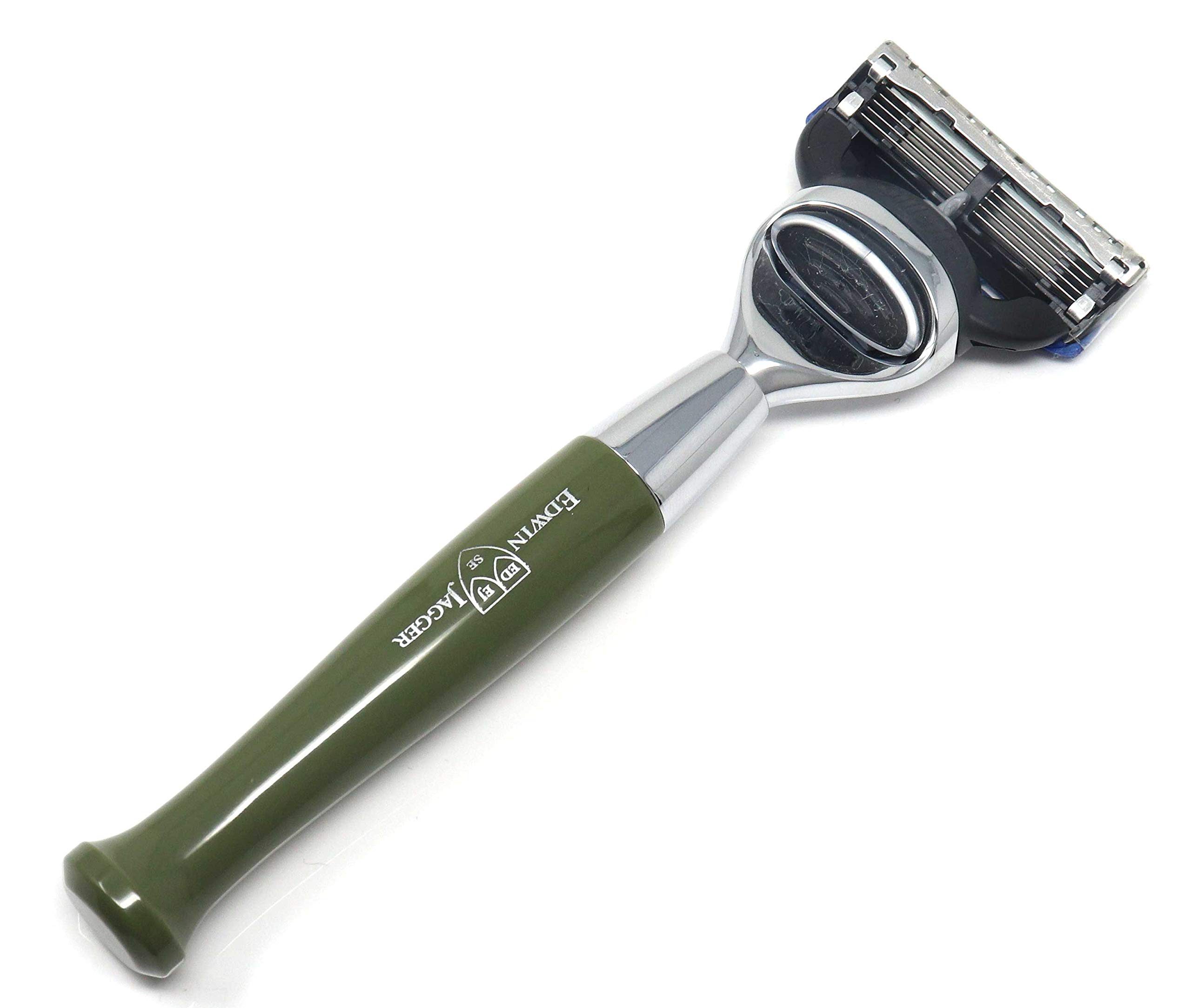 Edwin Jagger Diffusion Chrome Plated 72 Series Handle Compatible With Fusion Proglide Razor Cartridge, (Black)