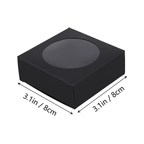 VILLCASE Cake Wrapping Individual Pastry Boxes, Kraft Paper Mini Box with Clear Window, 25pcs Bakery Food Container for Muffins, Treats, Mini Pies (Black, 3.14X3.14X1.18inch)
