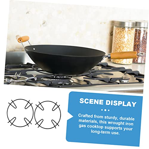 VILLCASE Shelf for Stove Iron Shelf Brackets Tool Stand 4pcs Non- Pot Rack Wok Accessories Gas Stove Support Gas Stove Accessory Black Iron Gas Stoves Tool Pan Holder Oven Accessories