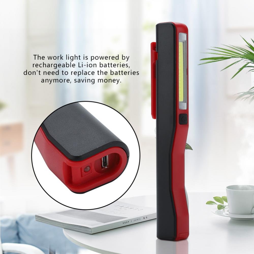 mumisuto LED Tactical Small Flashlight, Adjustable Brightness, Pen Flashlight Rechargeable LED Flashlight Pocket Light Work Light with Magnetic Rotating Clip for Hiking, Everyday Use(Red)