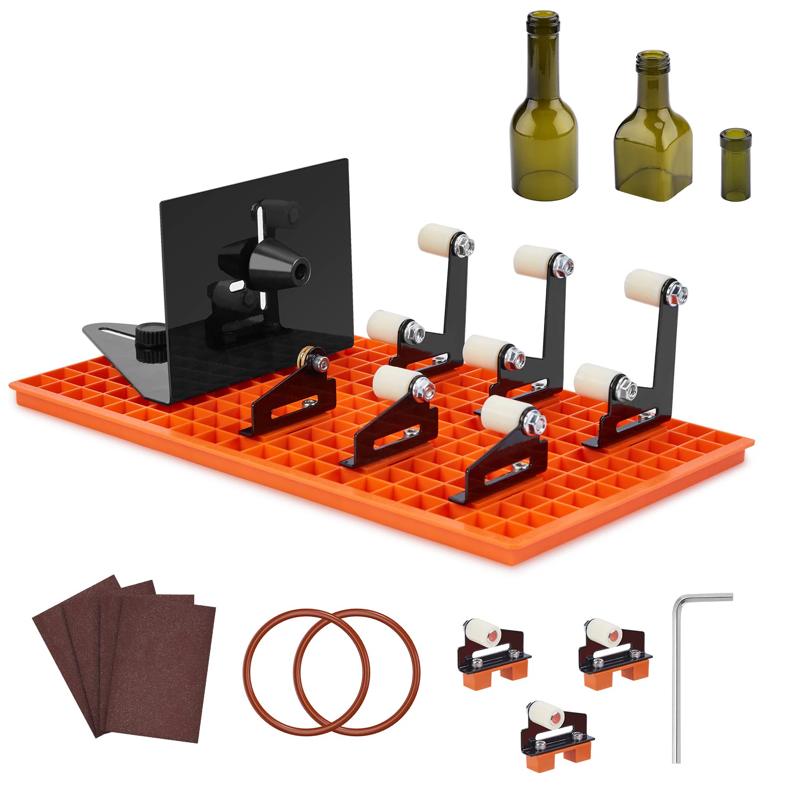 Glass Bottle Cutter Kit, FIXM DIY Glass Cutter for Bottles with Grid Baseboard and Adjustable Baffle Design, Complete Set of Bottle Cutter & Glass Cutter for Square and Round Bottle