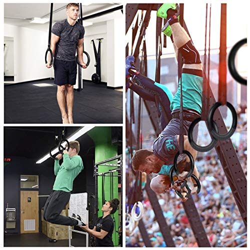 EDEUOEY Men Olympic Gymnastic Rings: Adjustable Straps Best Double Circle Gym Rings