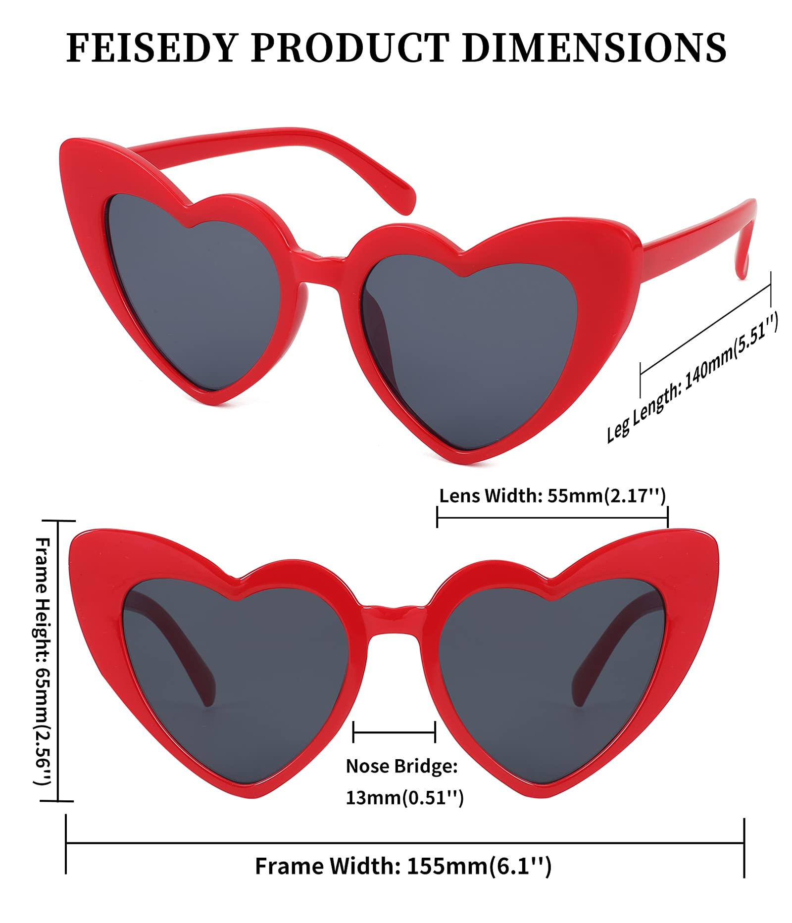 FEISEDY Vintage Heart Shaped Sunglasses Women Stylish Love Eyeglasses B2421-P1