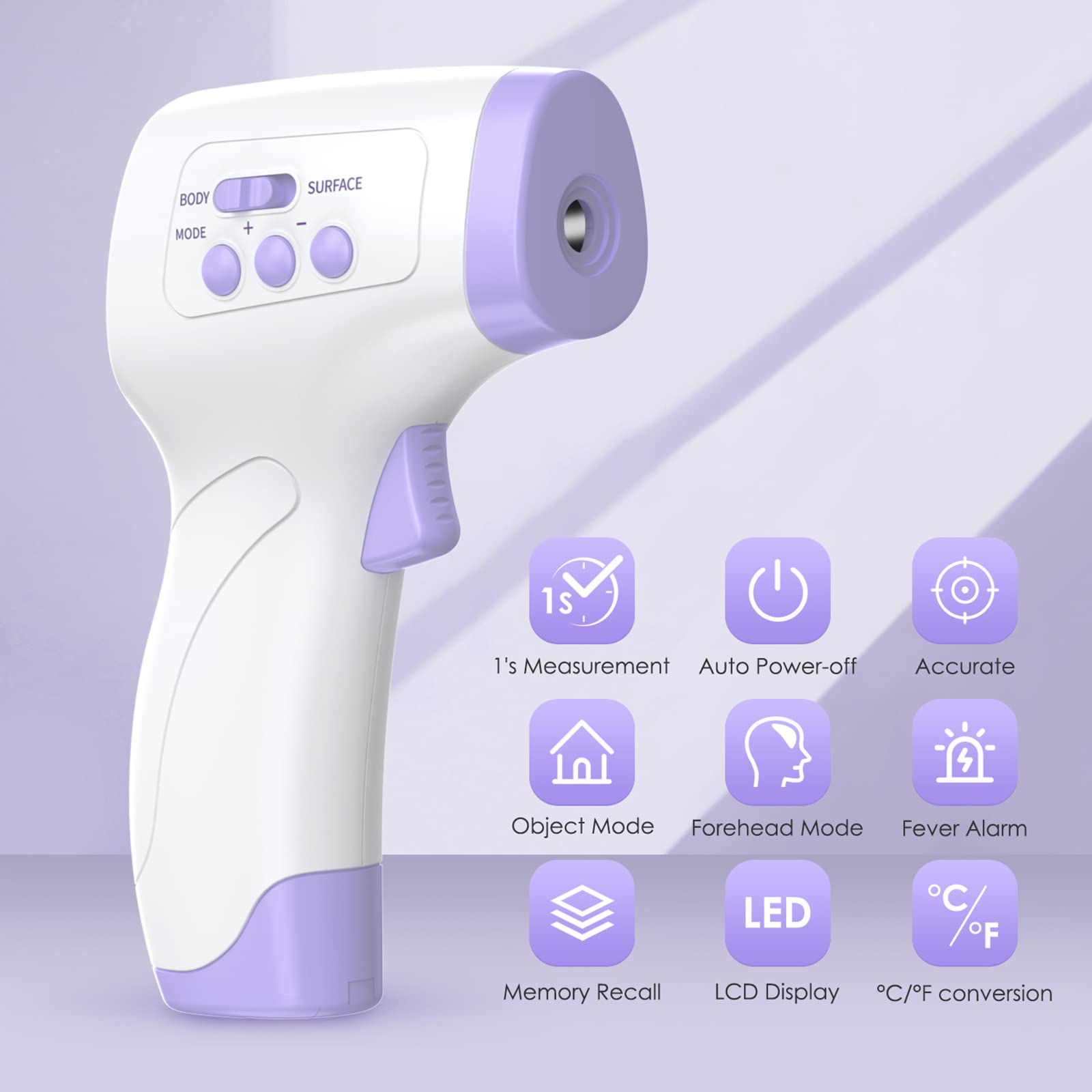 IDOIT Forehead Thermometer for Adults Kids Baby, Infrared Touchless Temperature Gun with Instant Accurate Reading, Fever Alarm 3 in 1 Modes for Face Ear Body and Object Surface