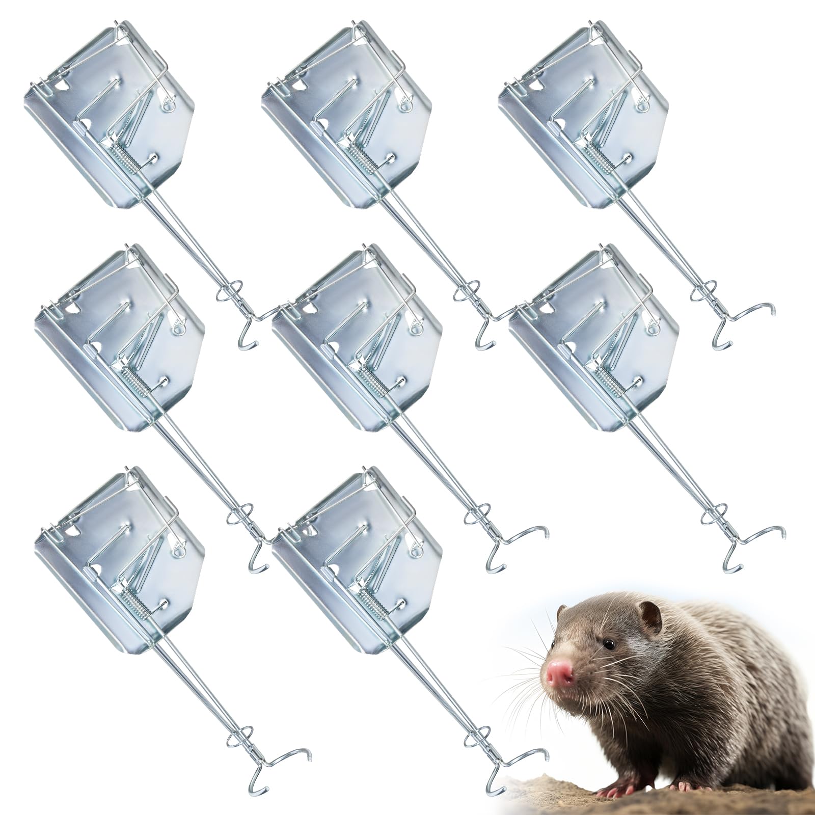 Jahy2Tech Mole Trap Gopher Trap Ground Galvanized and Oil Hardened Steel Animal Trap Reusable Gopher Trap Vole Traps for Outdoor Lawn Garden Yard Farm, Silver