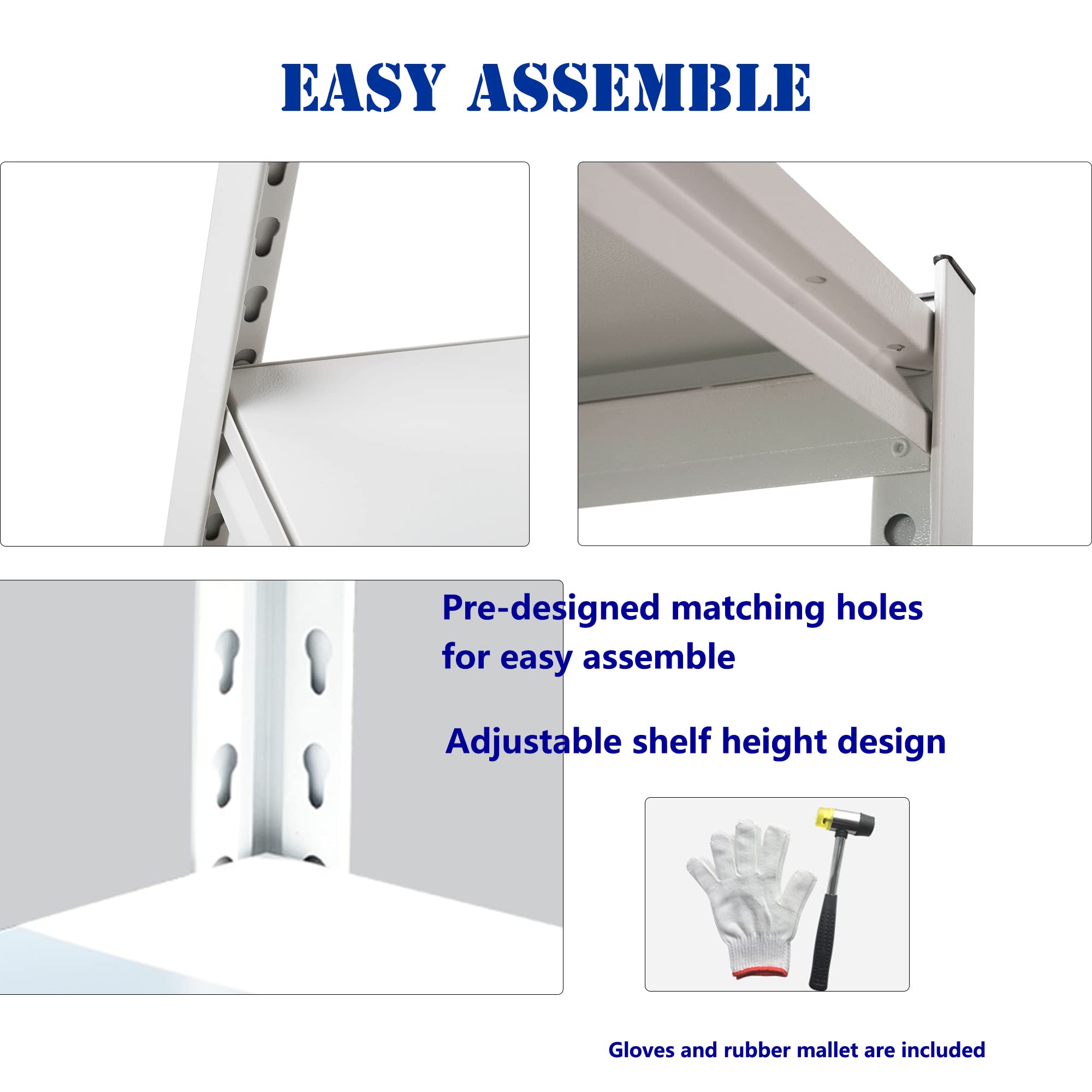 MIOCASA Garage Shelving Adjustable 3 Tier Heavy Duty Metal Storage Shelves Adjustable Utility Rack Organization for Kitchen, Pantry, Closet, Garage, Office 31.5" W x 15.75" D x 31.5" H, White