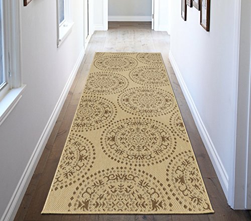 Silk Road Concepts Collection Rugs, 2'7" x 7', Beige Medallion