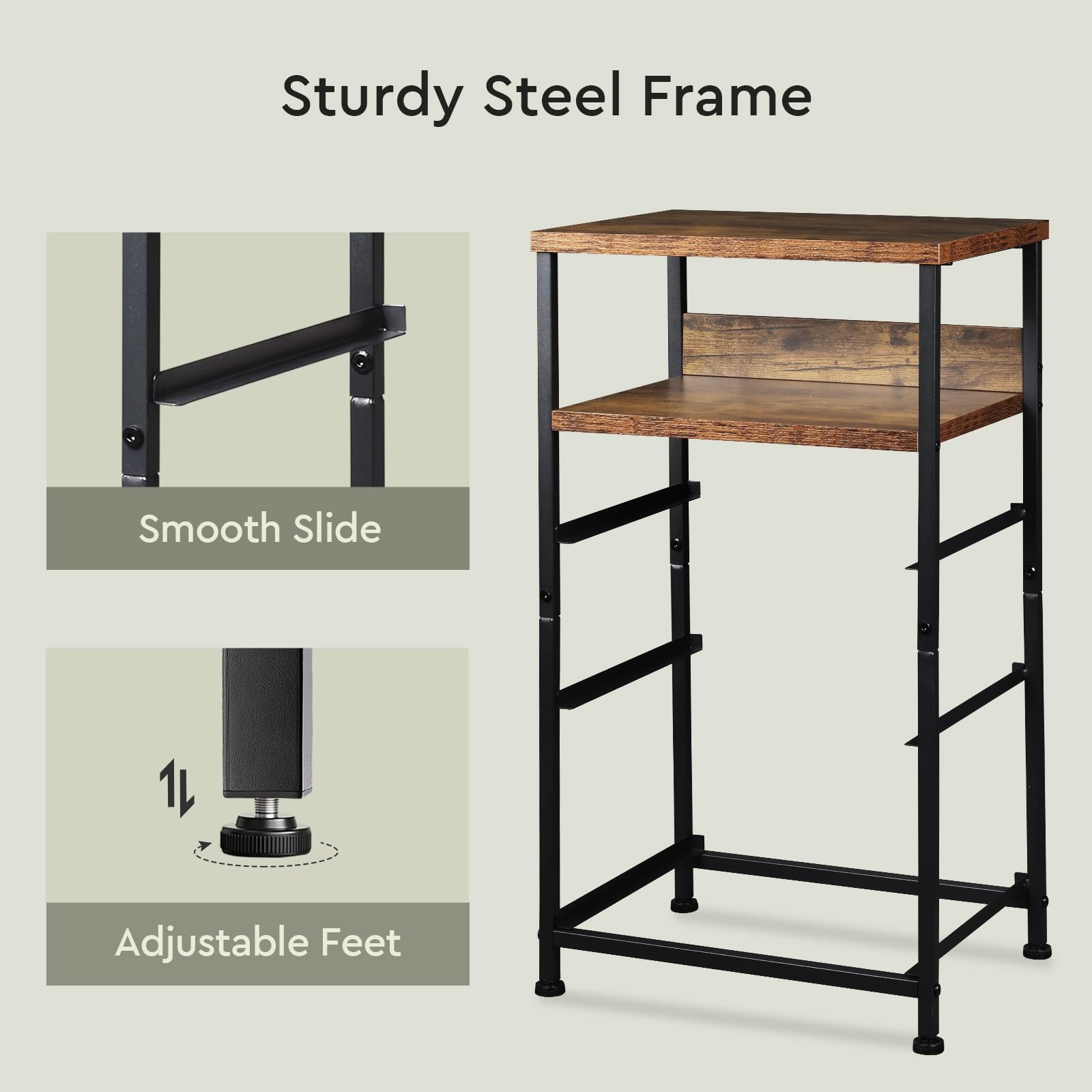YeTom Nightstand, Bedside Table with 3 Fabric Drawers, Side Table with Open Shelf, End Table with Steel Frame,3 Drawer Dresser for Bedroom, Entryway, College Dorm, Easy Assembly,Brown